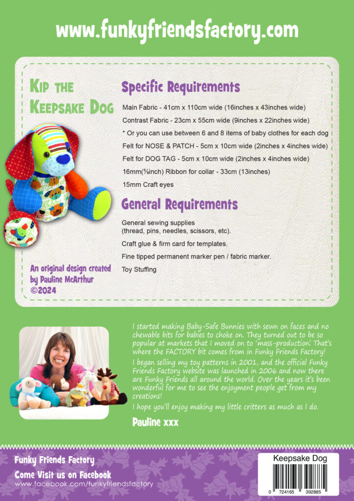 **NEW** Kip the KEEPSAKE DOG – Funky Friends Factory Pattern | Oh Sew ...